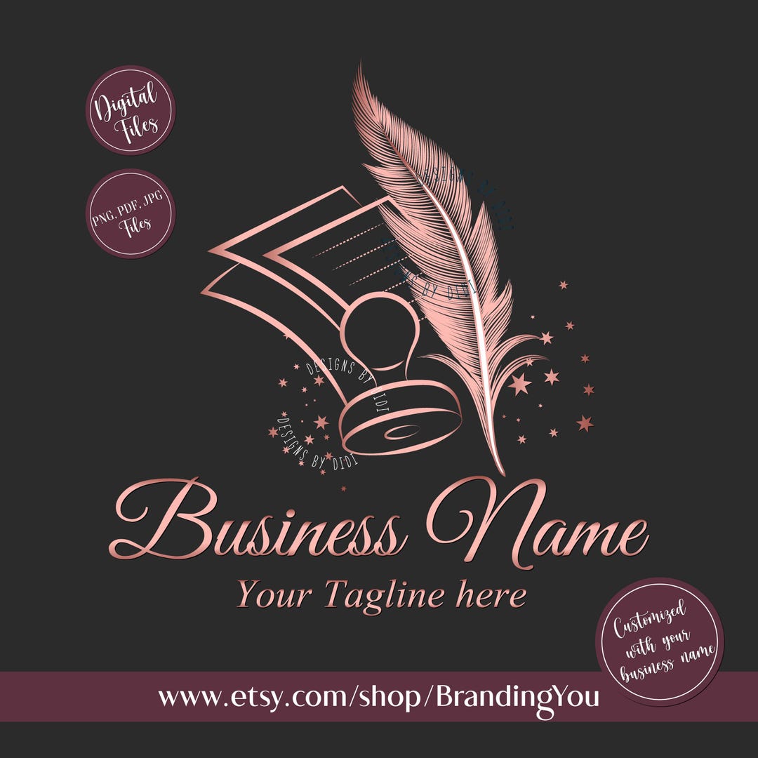 Notary Feather Logo Design: Mobile Notary Branding Template (digital ...