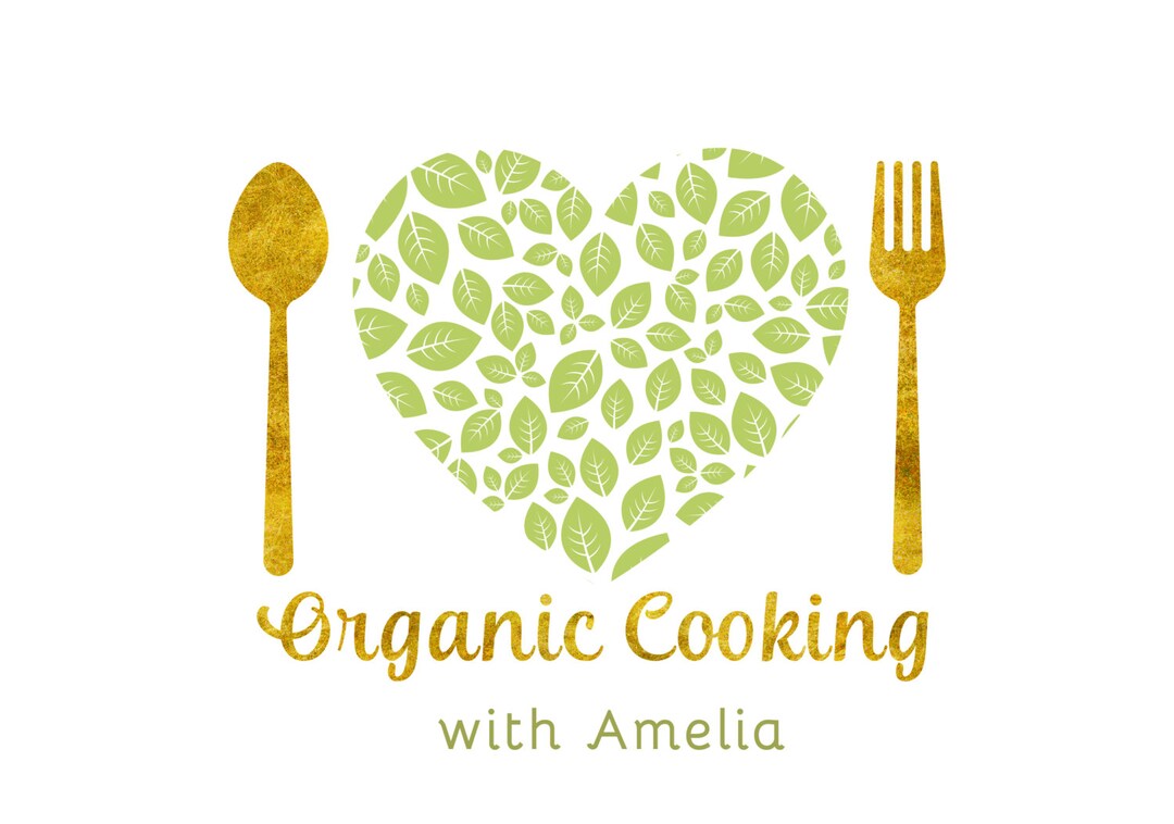 Cooking Logo Custom Logo Design, Organic Food Watermark Logo, Fork ...