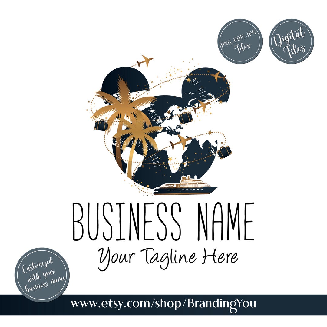 Disneyland Travel Agent Logo, Travel Logo, Disney Mouse Ears Vector ...