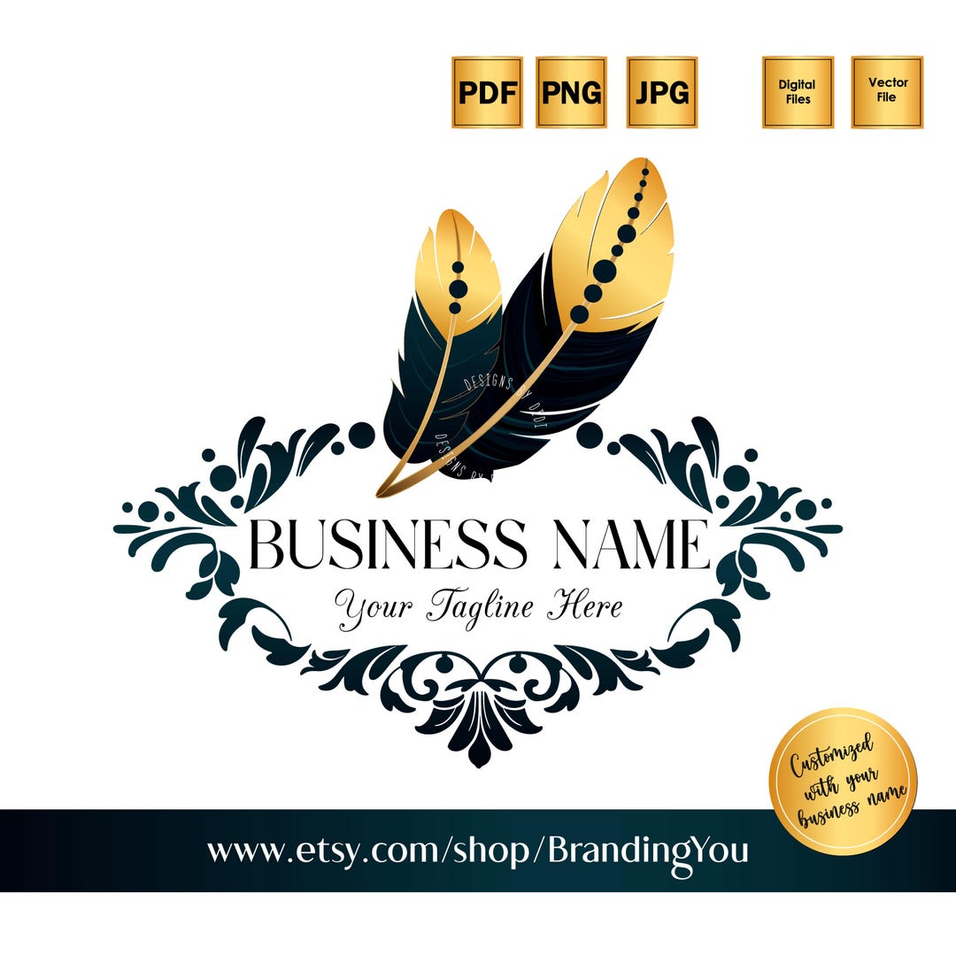Feather Logo Design: Elegant Business Branding (digital Files) - Etsy