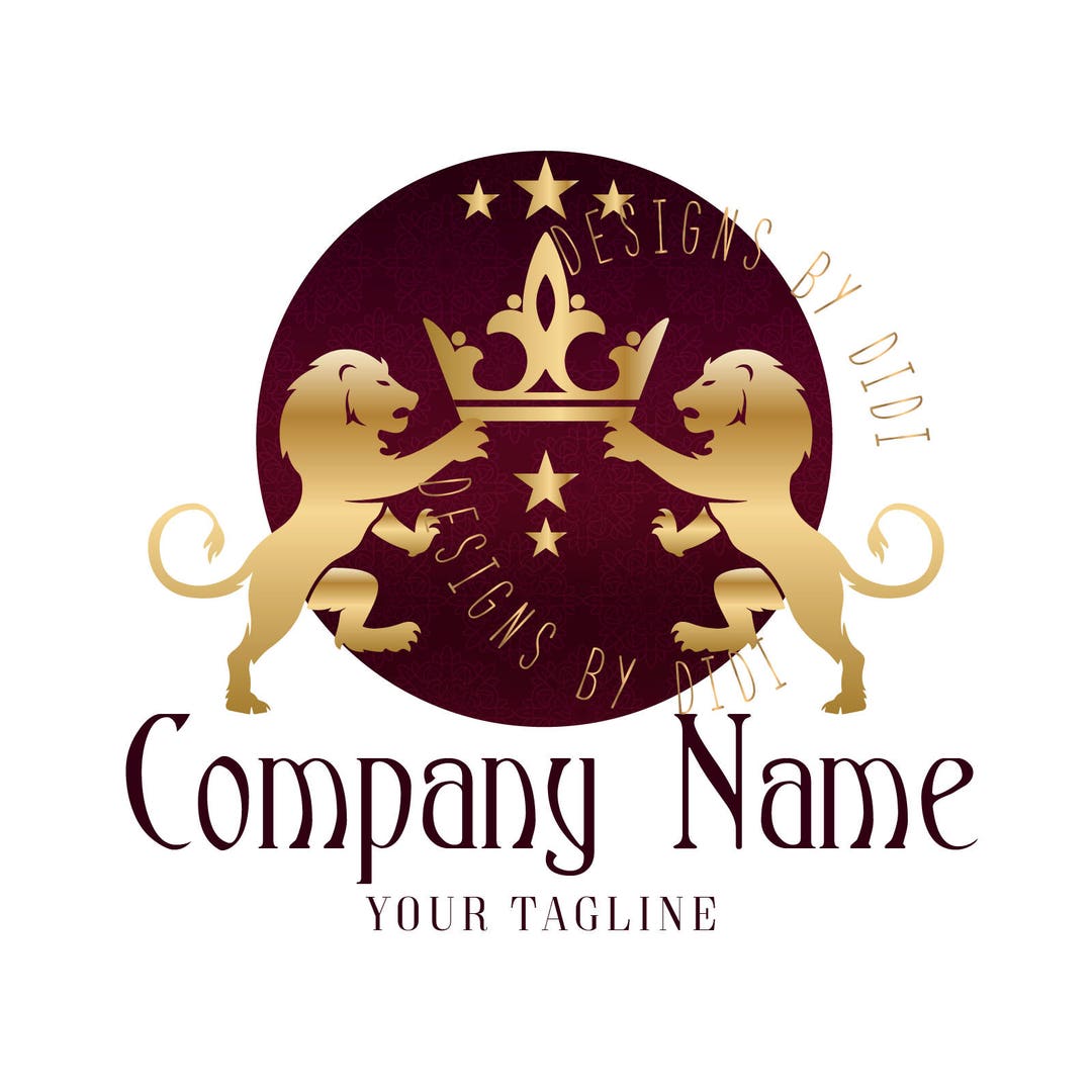 Crown Gold Royal Purple Lions Logo, Lions With Crown Logo Design ...