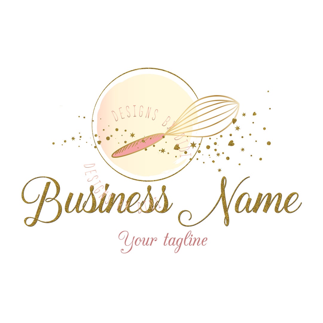 Premade Whisk Logo Design: Gold Pink Bakery Branding (digital Files) - Etsy