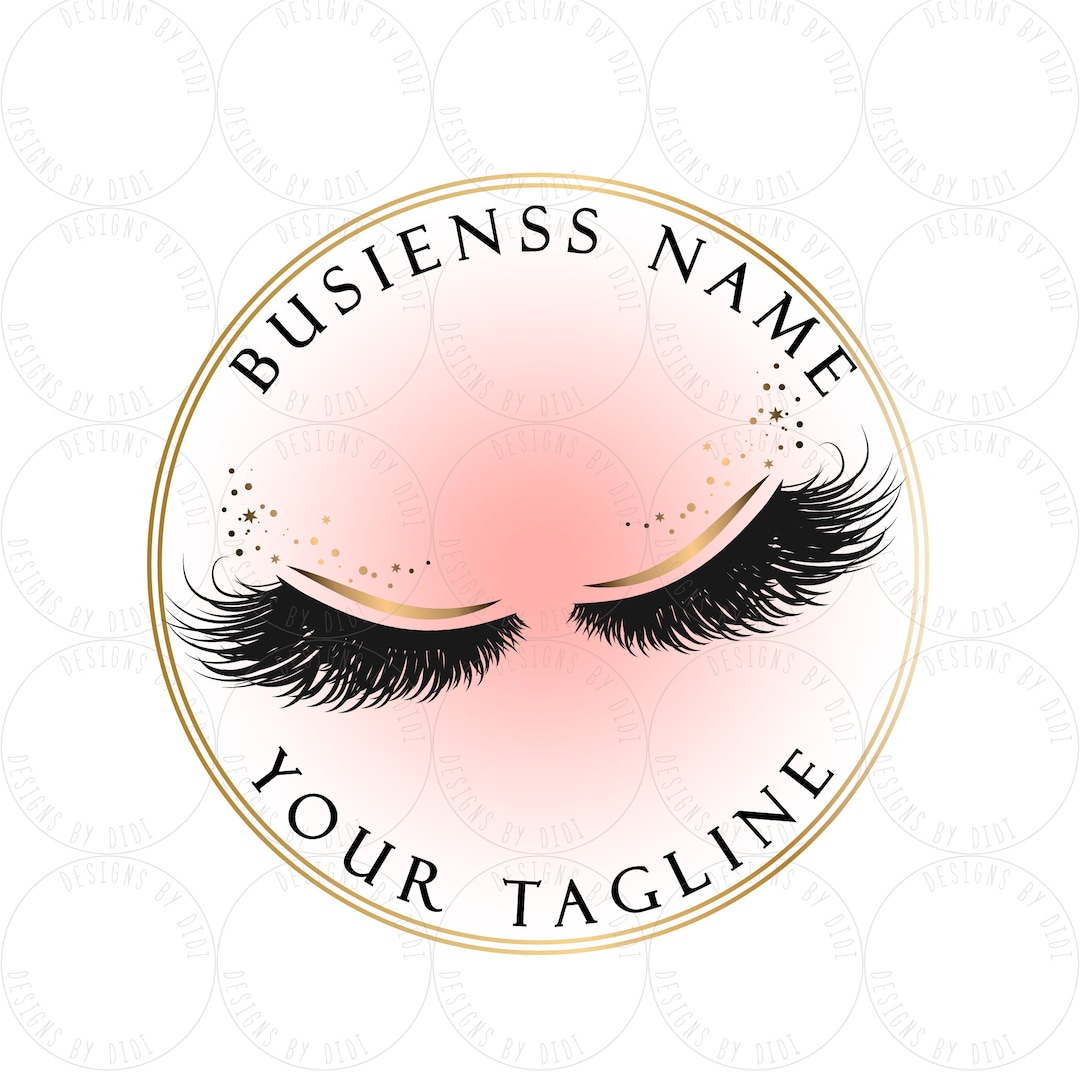 Lash Custom Logo, Lashes Logo, Eyelash Logo, Cosmetics Logo, Gold Pink ...