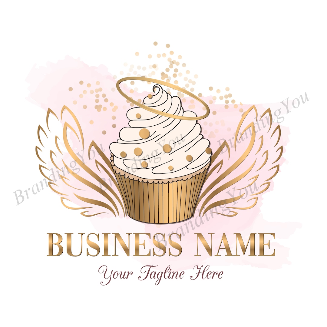 Cupcake Logo, Cupcake With Angel Wings Logo Design, Bakery Logo, Sweets ...