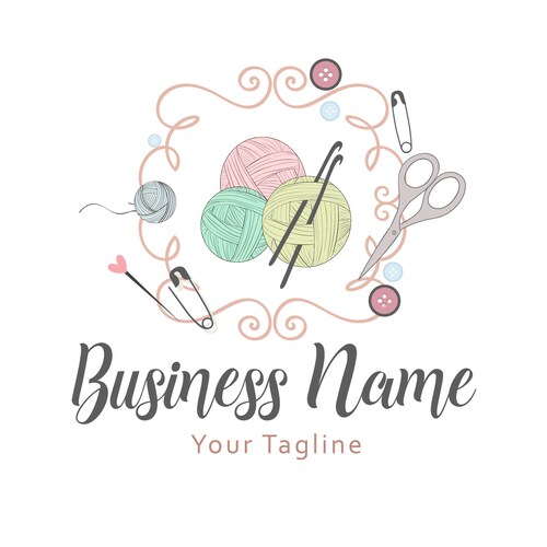 Yarn Logo Design Sewing Shop Logo Knitting Logo Premade - Etsy Canada
