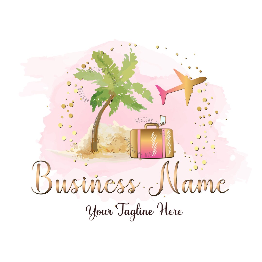 Travel Logo , Travel Agent Logo, Palm Tree Plane Logo Travel, Custom ...
