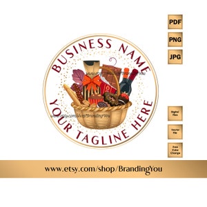 Gift Basket Logo Design: Red & Gold Bakery Branding (digital Files) - Etsy