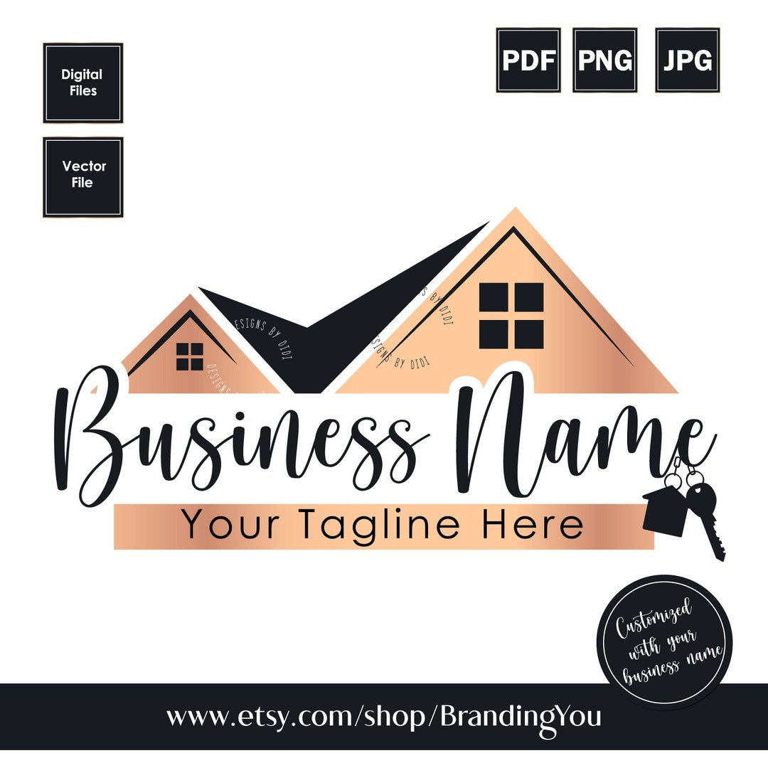 Realtor Logo Design: Rose Gold House, Key Chain (digital Files) - Etsy