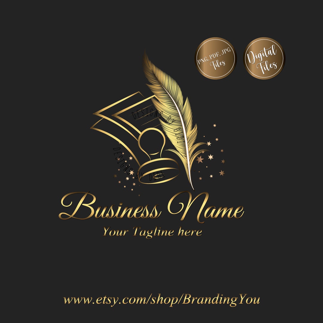 Notary Logo, Stamp Feather Logo, Mobile Notary Round Logo, Loan Signing ...