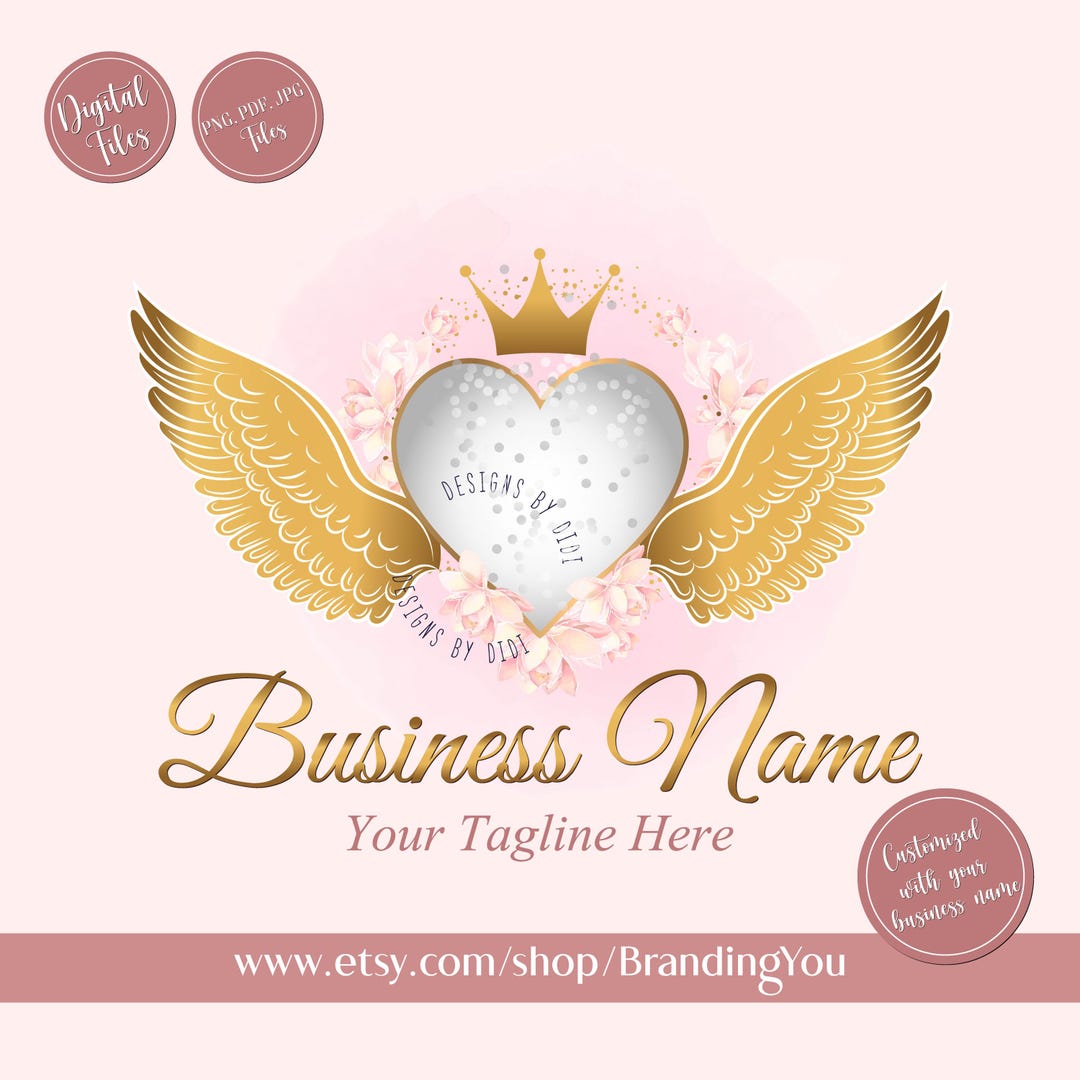 Angel Wings Logo: Watercolor Floral Design (digital Download) - Etsy