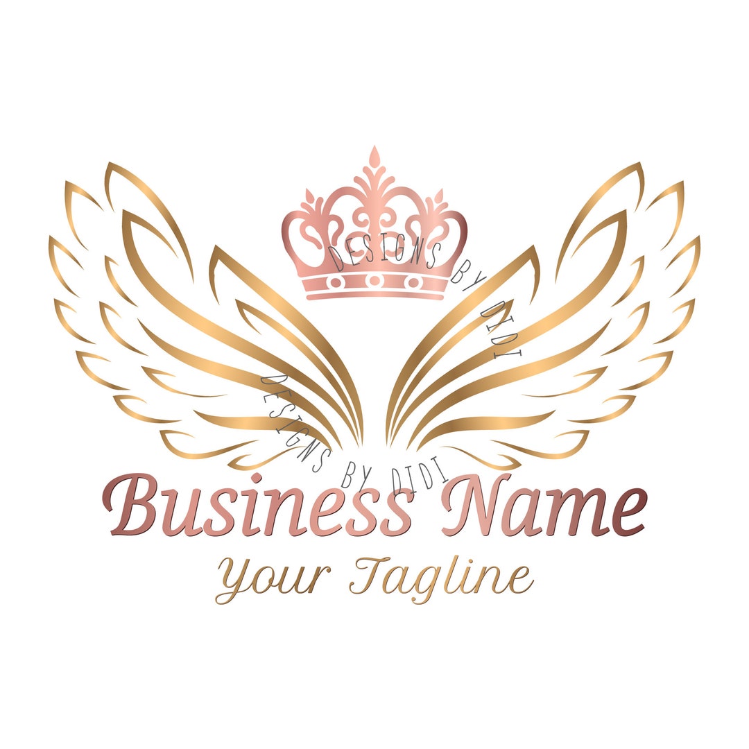 Angel Wings Logo, Angelic Logo, Fashion Boutique, Gold Pink Wings Logo ...