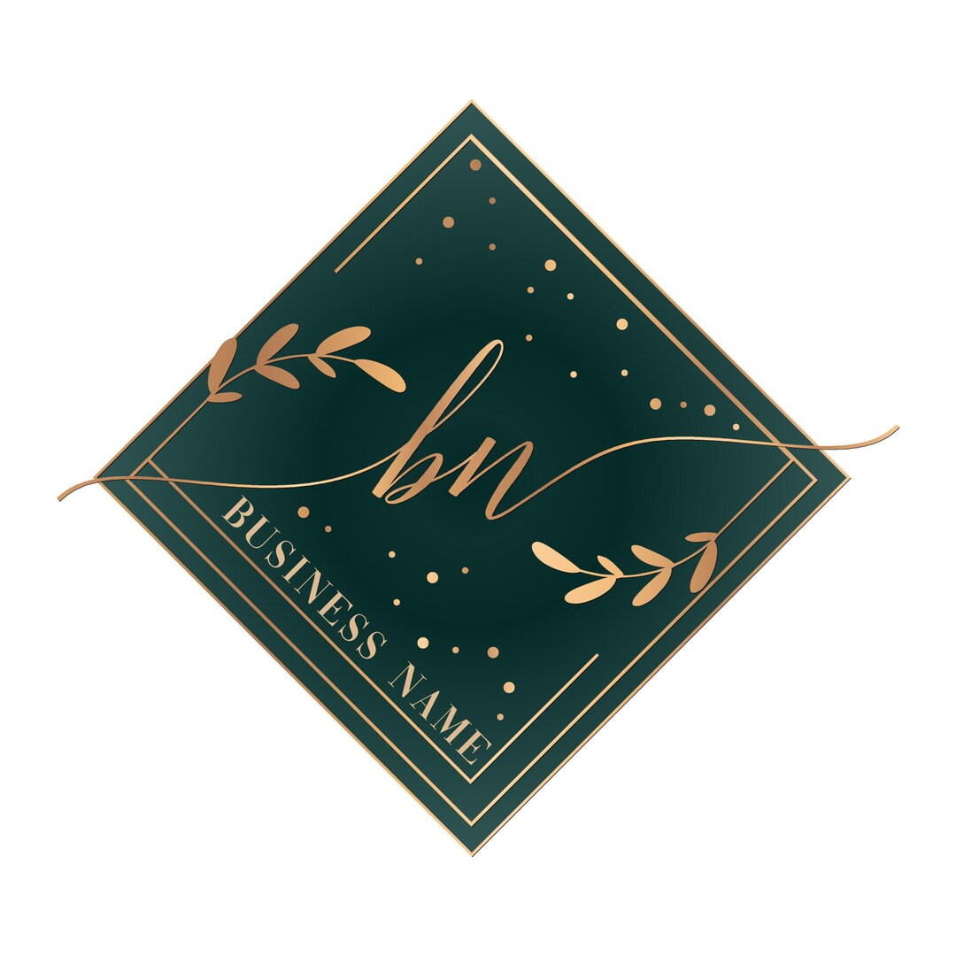 Signature Minimal Business Branding, Leaf Gold Logo, Initials Floral ...