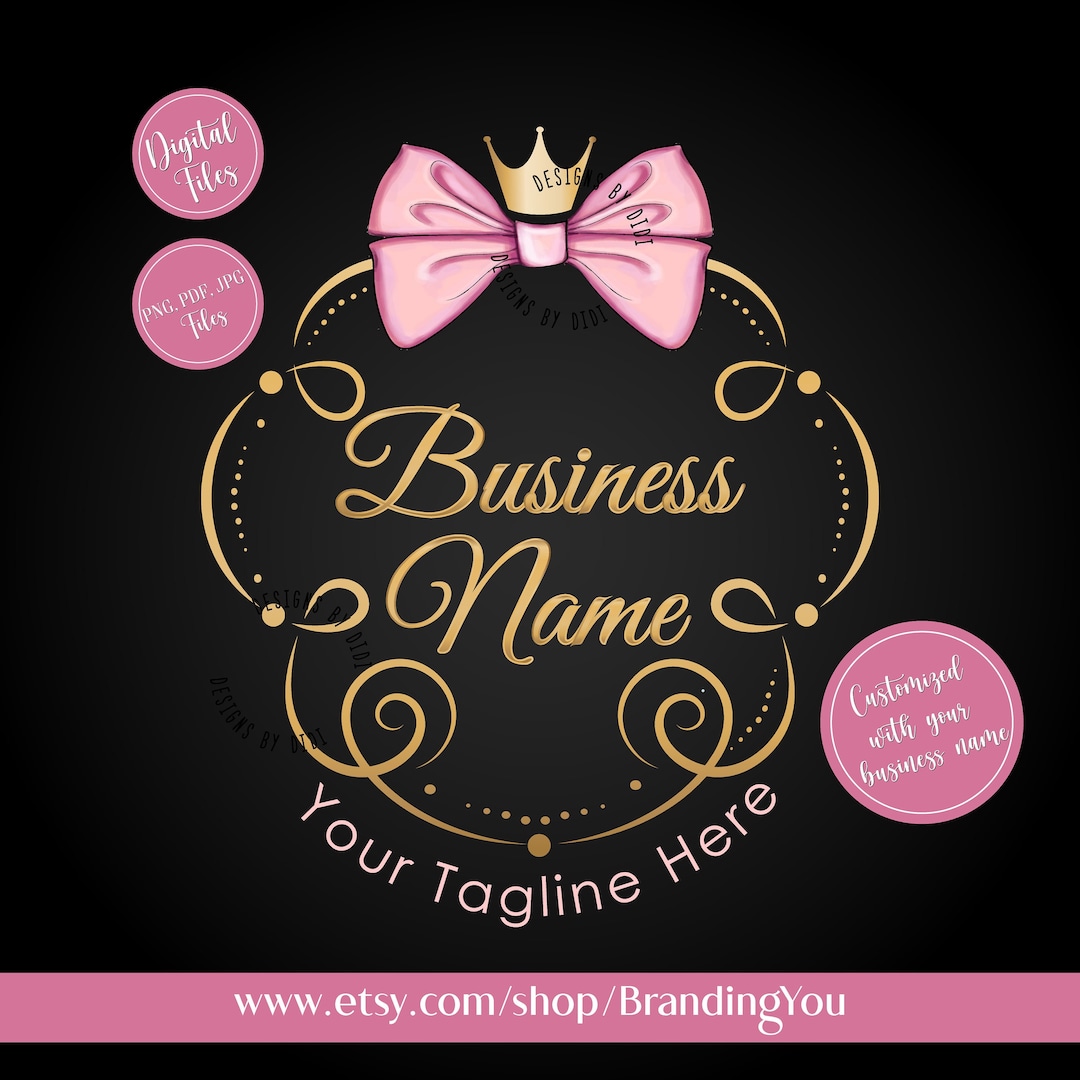 Bow Crown Logo, Children Boutique Design, Hair Bow Logo, Fashion ...