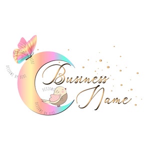 Moon Logo, Bird Butterfly Moon Rainbow Logo, Custom Logo Design ...