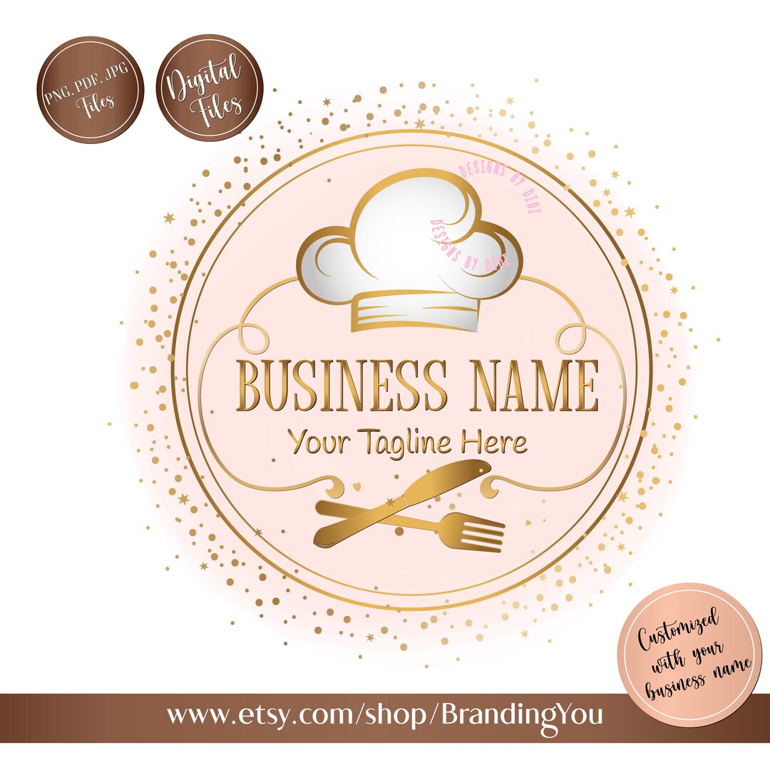 Watercolor Chef Logo, Glitter Cooking Restaurant Design (digital Files ...