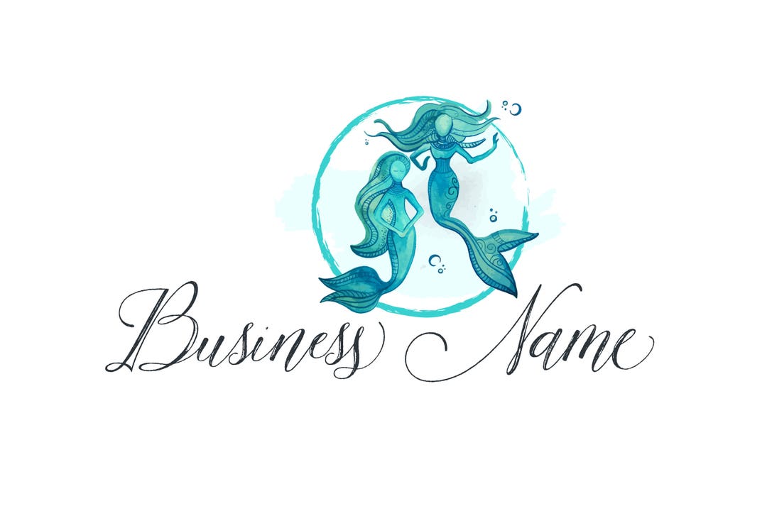 Premade Mermaid Logo, Watercolor Mermaids Logo, Water Fantasy Logo ...
