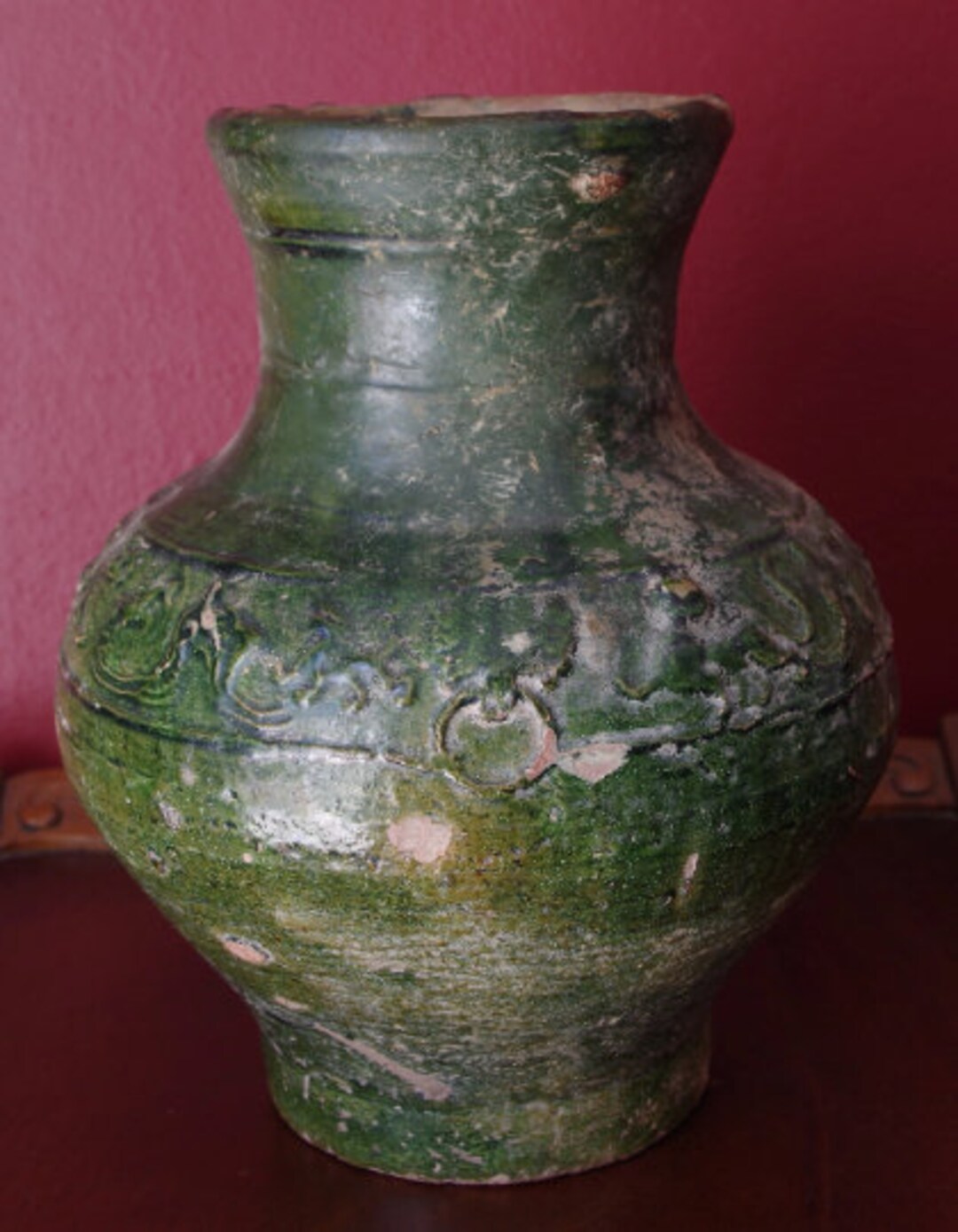 Authentic Han Dynasty (206 BC-220 AD) Green Glazed "hu" Pottery Jar 12. ...
