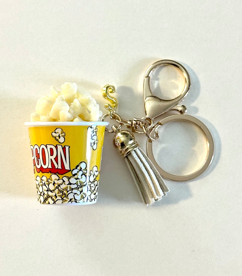 Mini Popcorn Keychain With Personalized Letter Pendant - Etsy