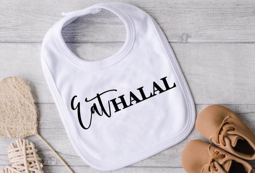 Eat Halal Baby Bib, Muslim Baby Gifts, Funny Baby Shower Gift, Islamic ...