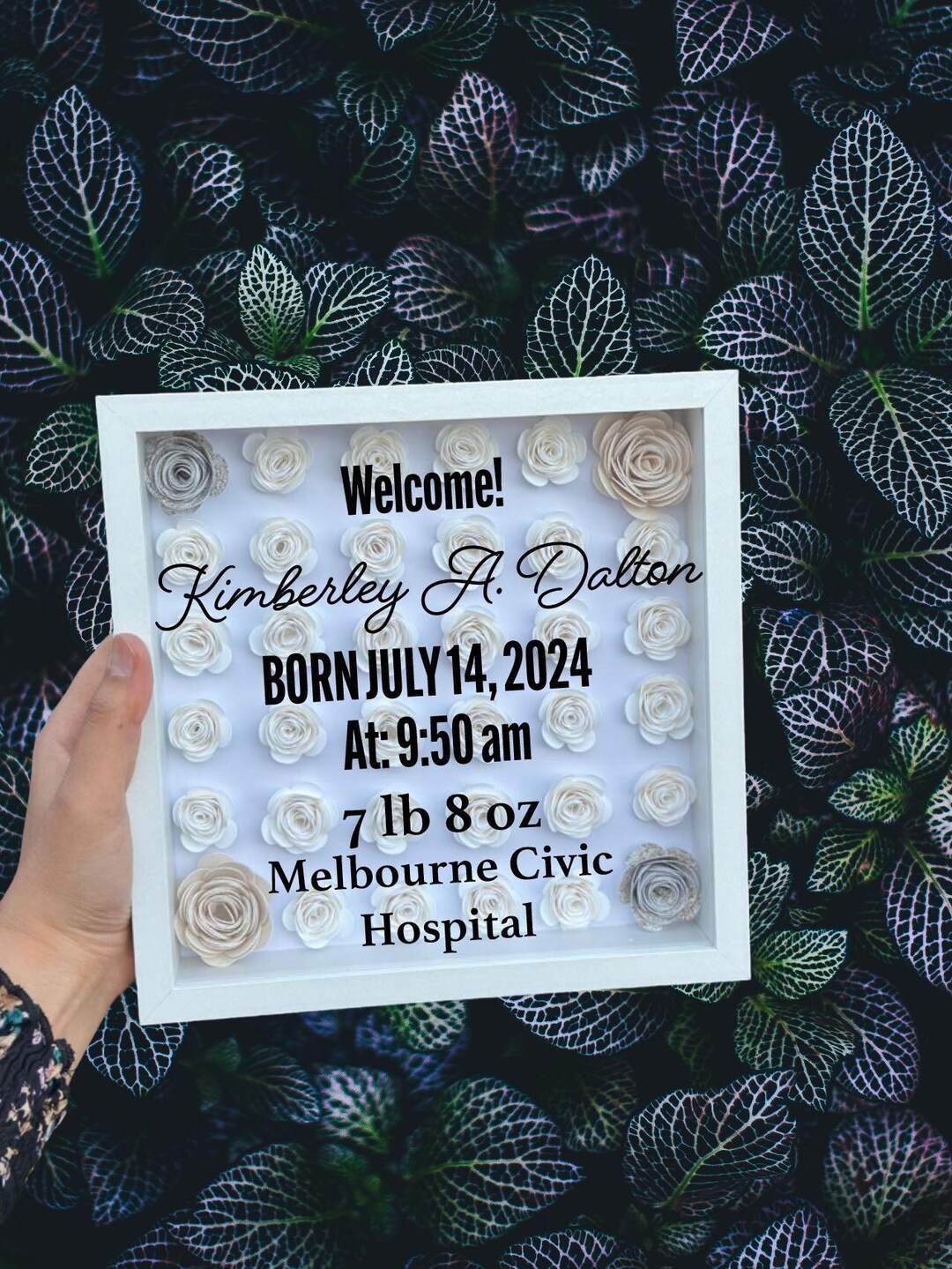 Baby Paper Flower Shadow Box 8x8 | Newborn Gift | Baby Shadow Box ...