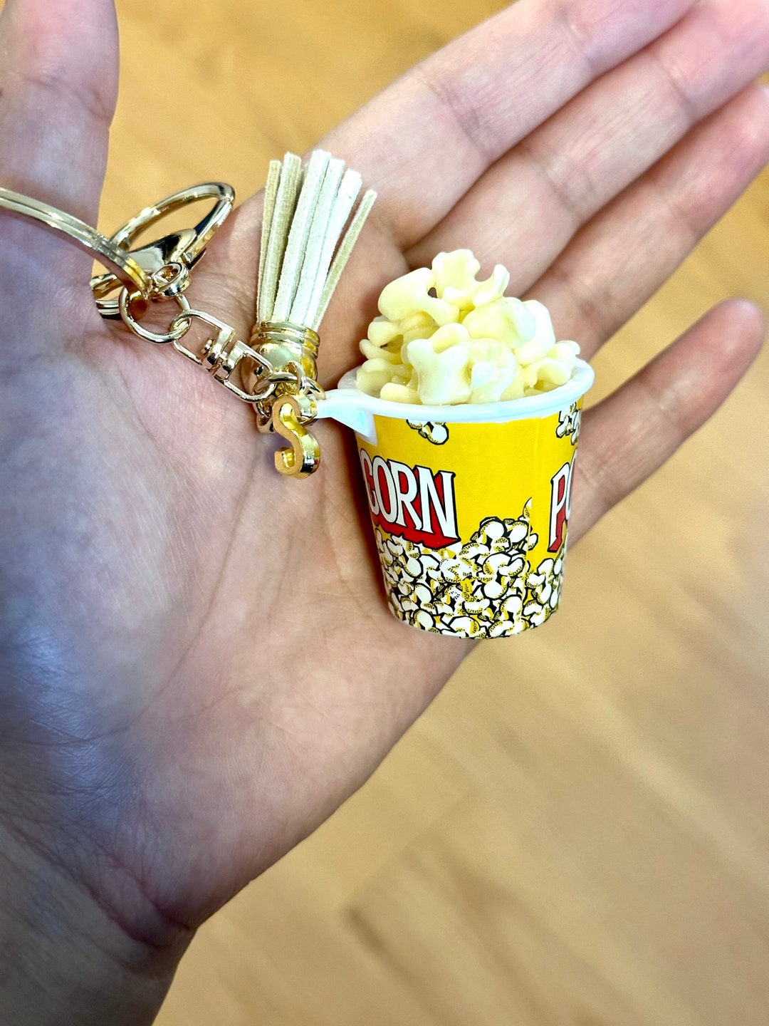 Mini Popcorn Keychain With Personalized Letter Pendant - Etsy