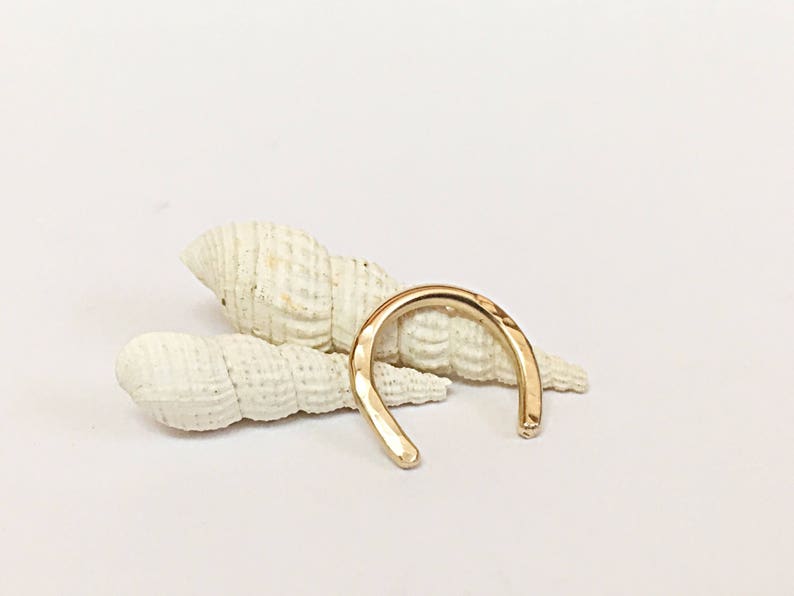 Gold Septum Retainer 18g Hammered Septum Horseshoe 16g 9K - Etsy