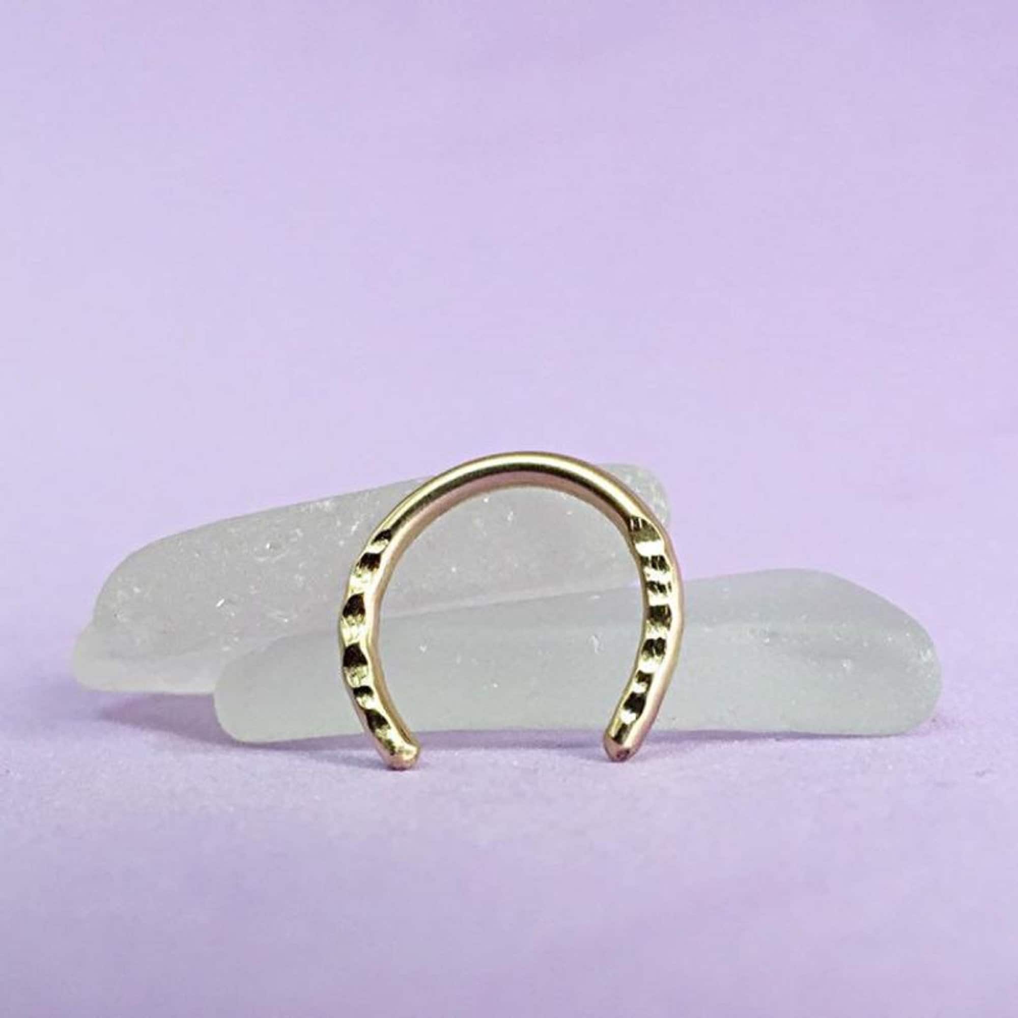 14K Septum Ring Horseshoe, Septum Piercing Horseshoe, 18K Septum ...