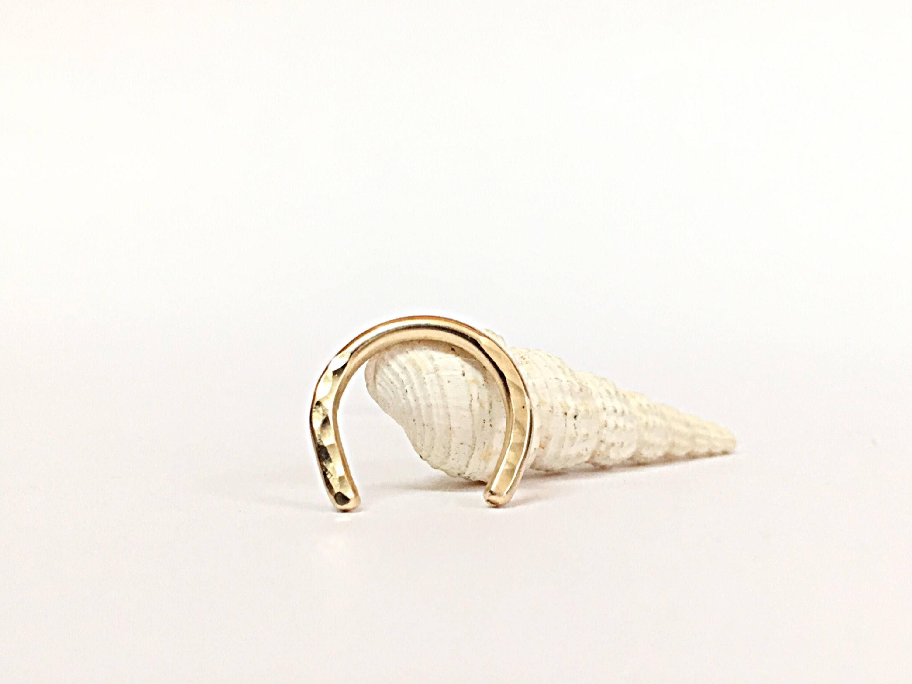 Gold Septum Retainer 18g Hammered Septum Horseshoe 16g 9K | Etsy