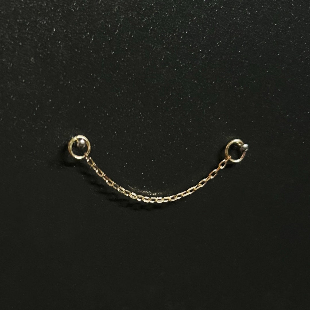 Conch Stud Chain 14K, Piercing Chain Gold, Helix Chain Earring Dangle ...