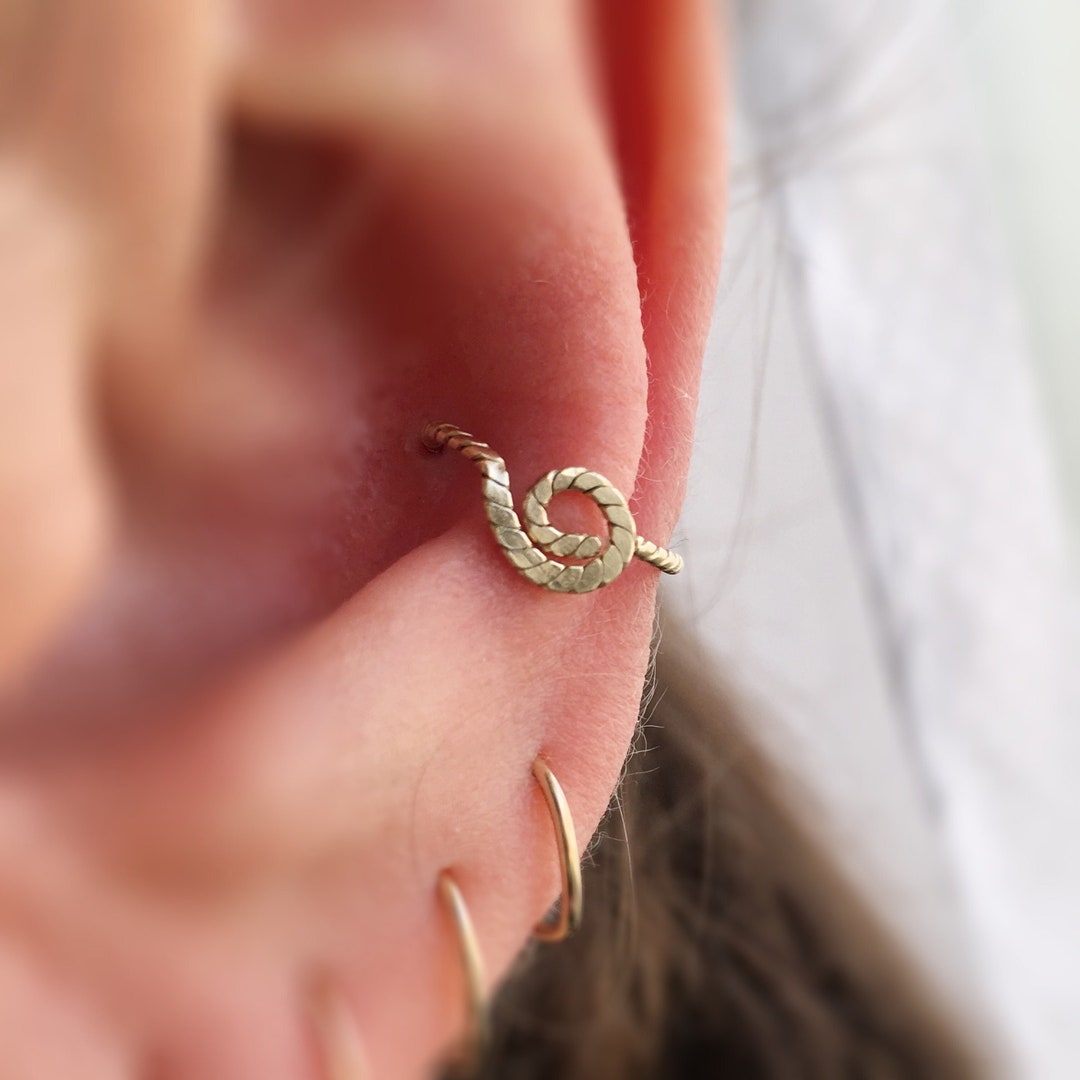 14K Conch Earring 16g, Conch Piercing 14k Gold, Conch Jewelry 16 Gauge ...