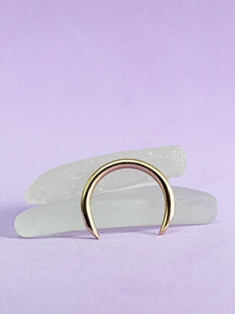 Septum Ring 14K Gold Buffalo Horn Septum Horseshoe 16g 14g | Etsy