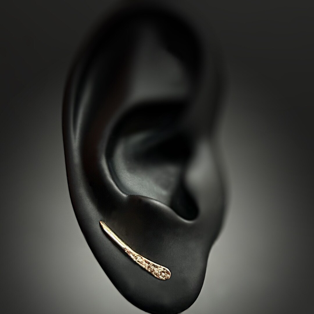 Ear Climbers Gold, Solid Gold Earrings Simple, Ear Crawlers, Climber ...