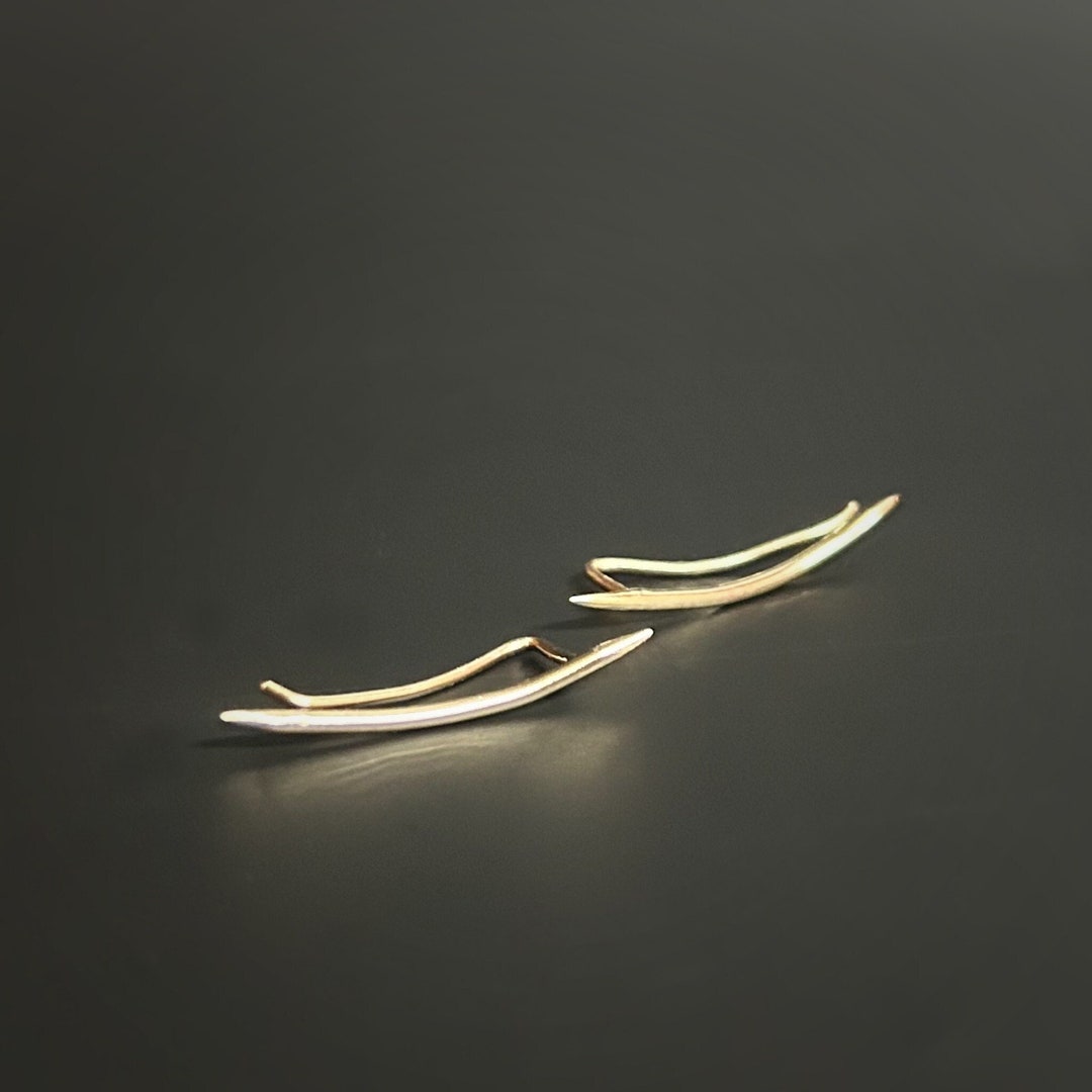 Ear Climbing Earrings, Ear Crawlers, Solid Gold Climber Earring 14K ...