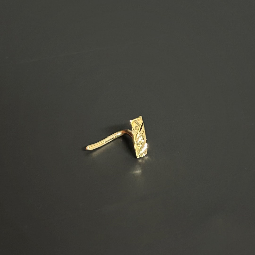 14k Nose Piercing Stud Gold, Bar Nose Stud L Shape, 20g Nose Stud, L ...