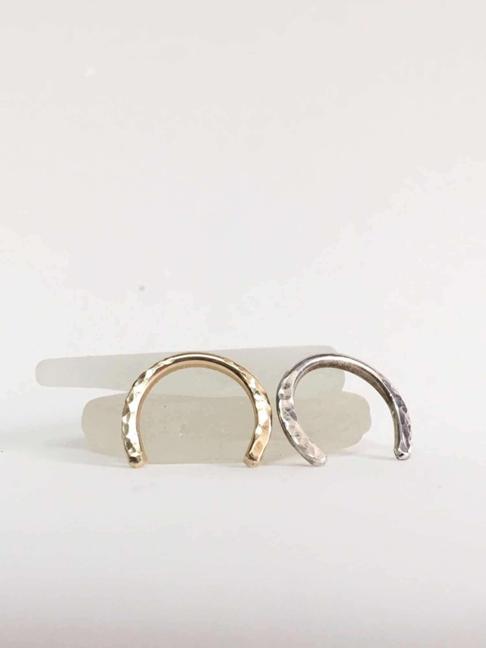 Gold Septum Retainer 18g Hammered Septum Horseshoe 16g 9K | Etsy