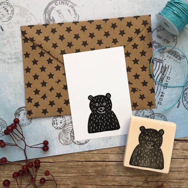 Bear Rubber Stamp - Etsy