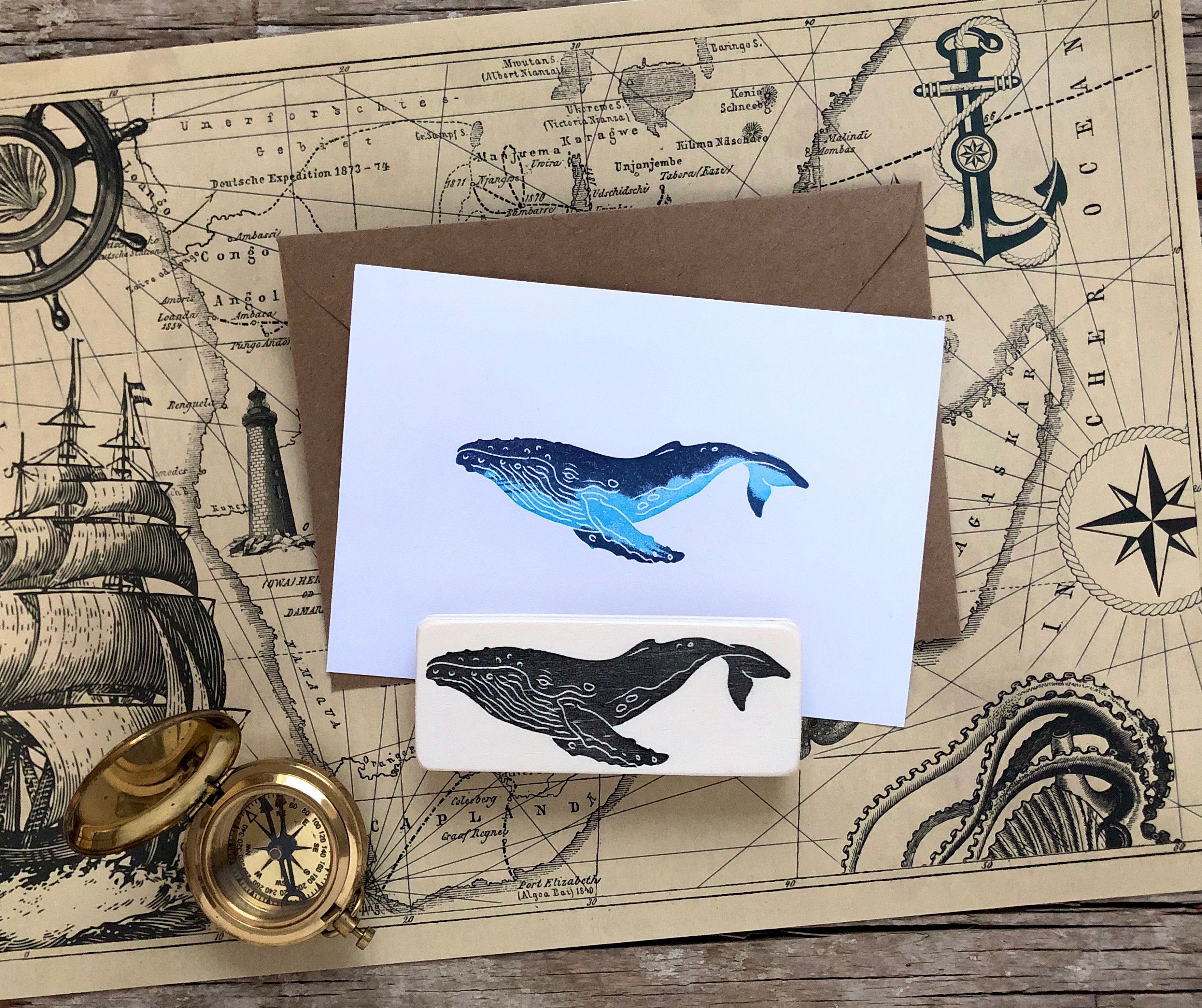 Hand carved rubber stamp whale DIY gift for kids | Etsy