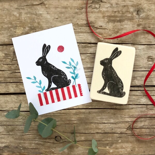 Bunny Rubber Stamp - Etsy