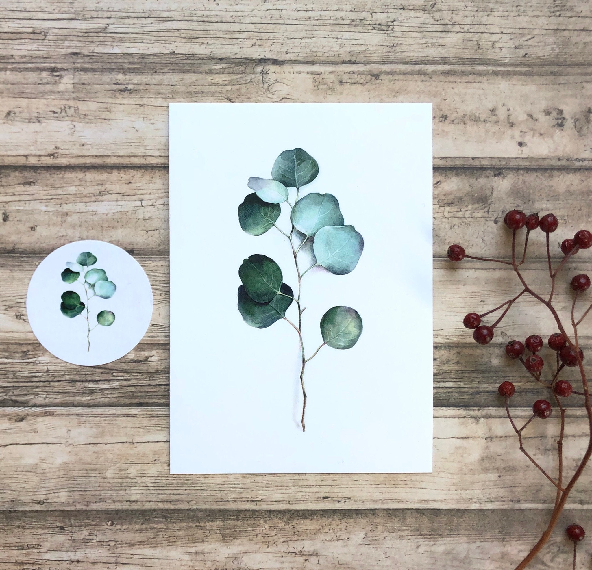 Handmade Greeting Card „eucalyptus“, Greenery Print, Eucalypt Design ...