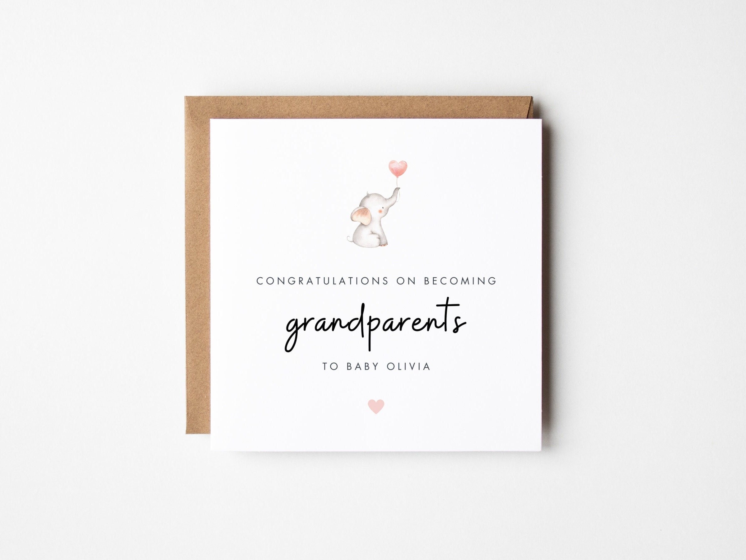New Grandparents Card, Baby Girl, Personalised Congratulations on ...