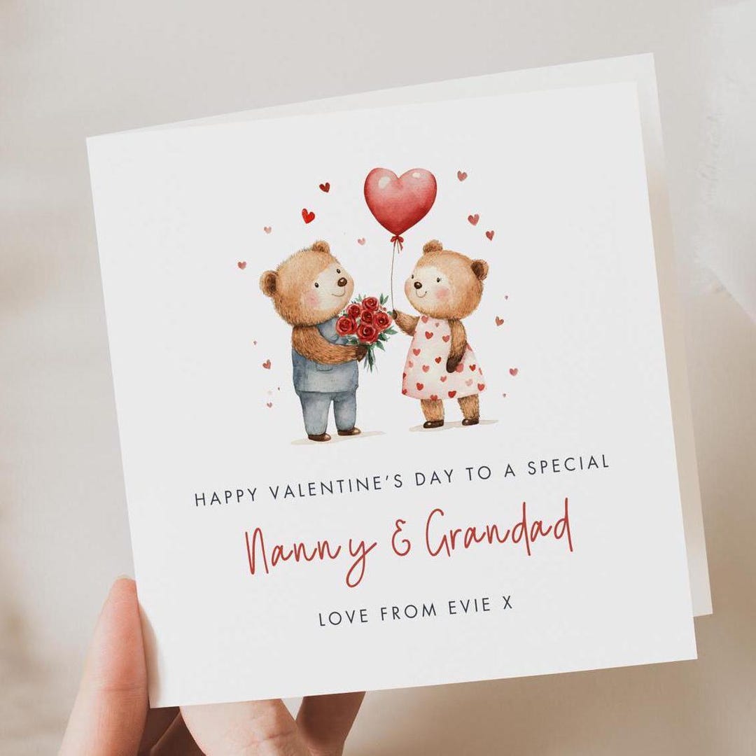 Grandparents Valentine's Card, Personalised Nanny & Grandad Valentine's ...