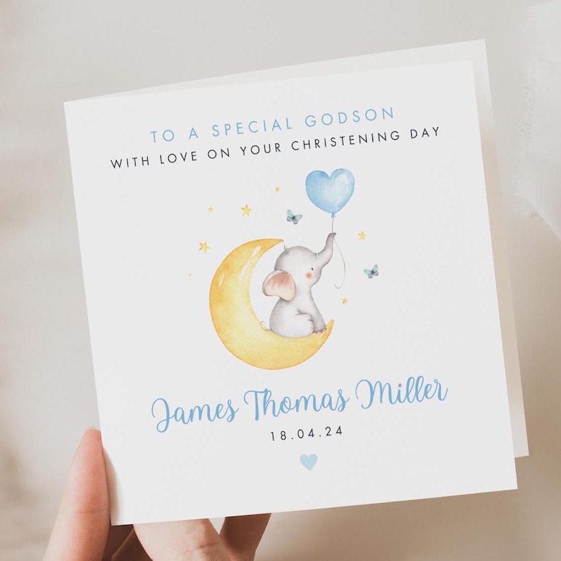Personalised Christening Card for Godson, Baptism Card for Son Grandson ...
