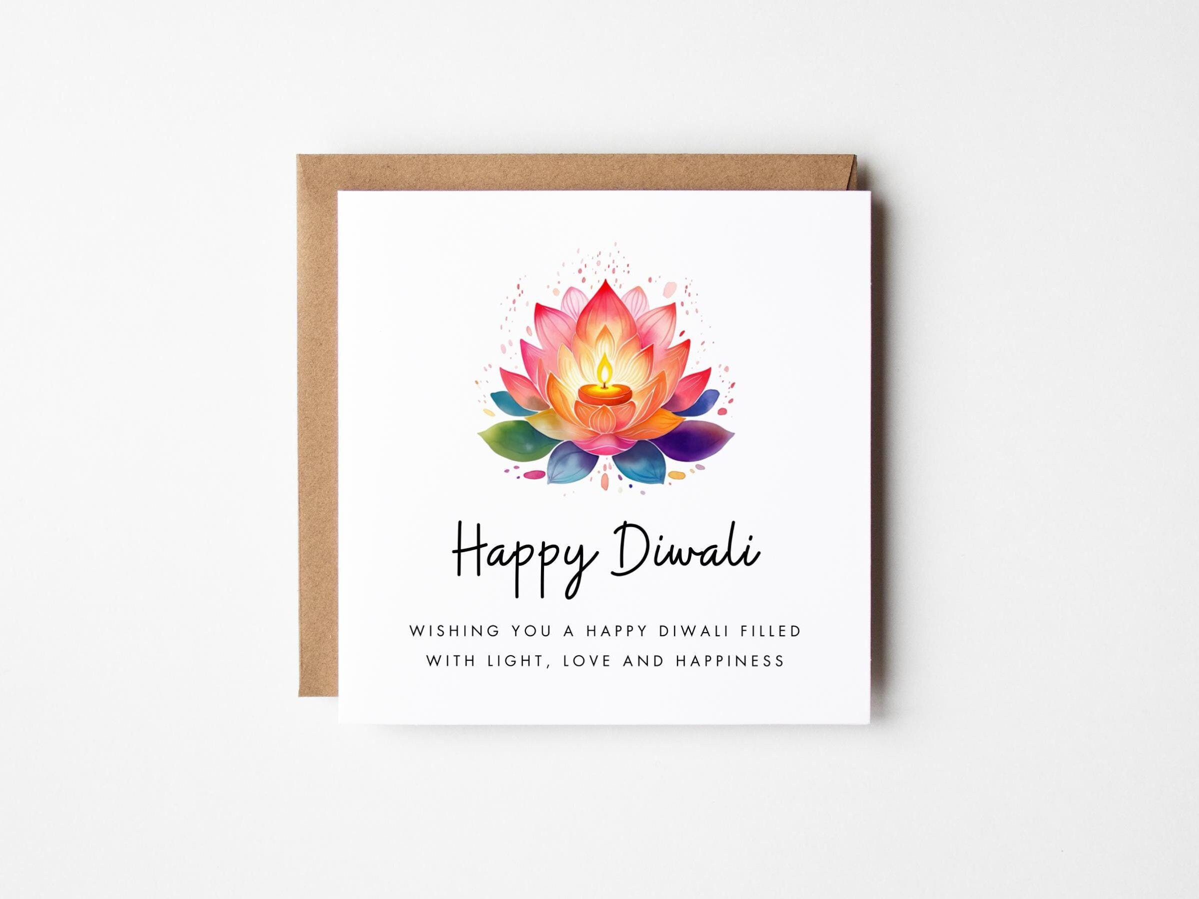 Happy Diwali Card, Festival of Light, Diwali Greeting Card, Colourful ...