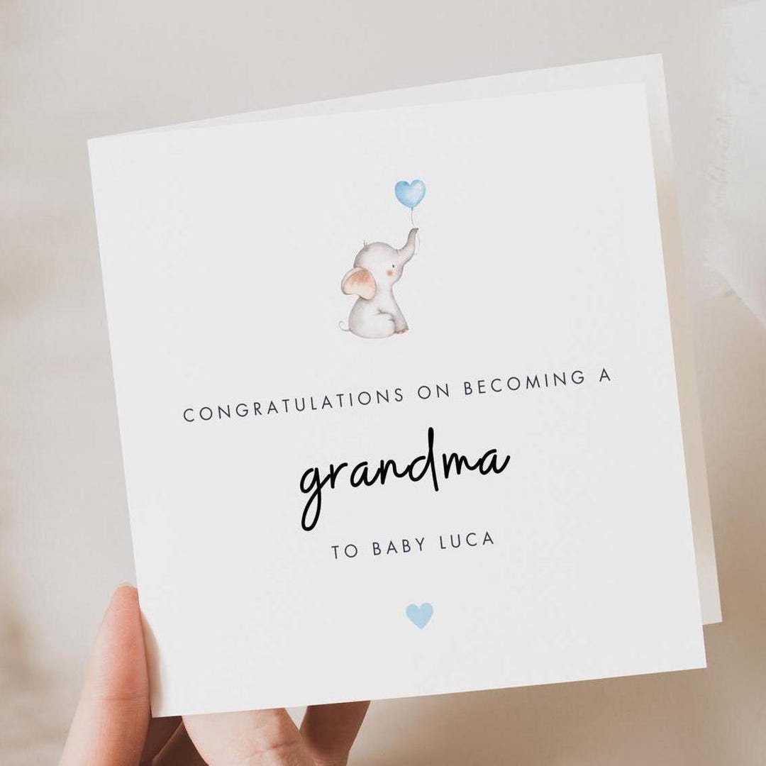 New Grandma Card, Baby Boy, Personalised Congratulations on Becoming A ...