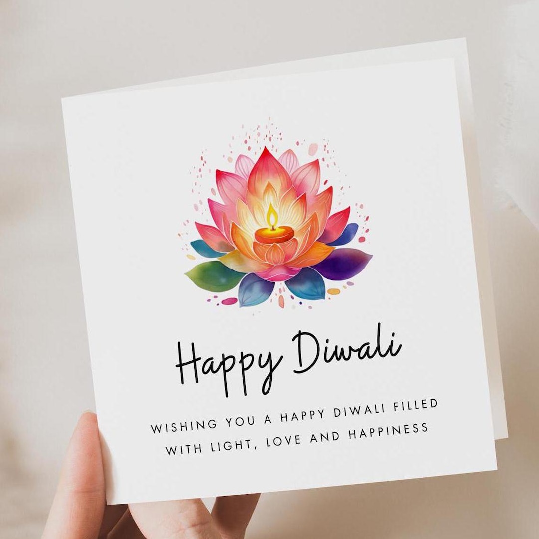 Happy Diwali Card, Festival of Light, Diwali Greeting Card, Colourful ...