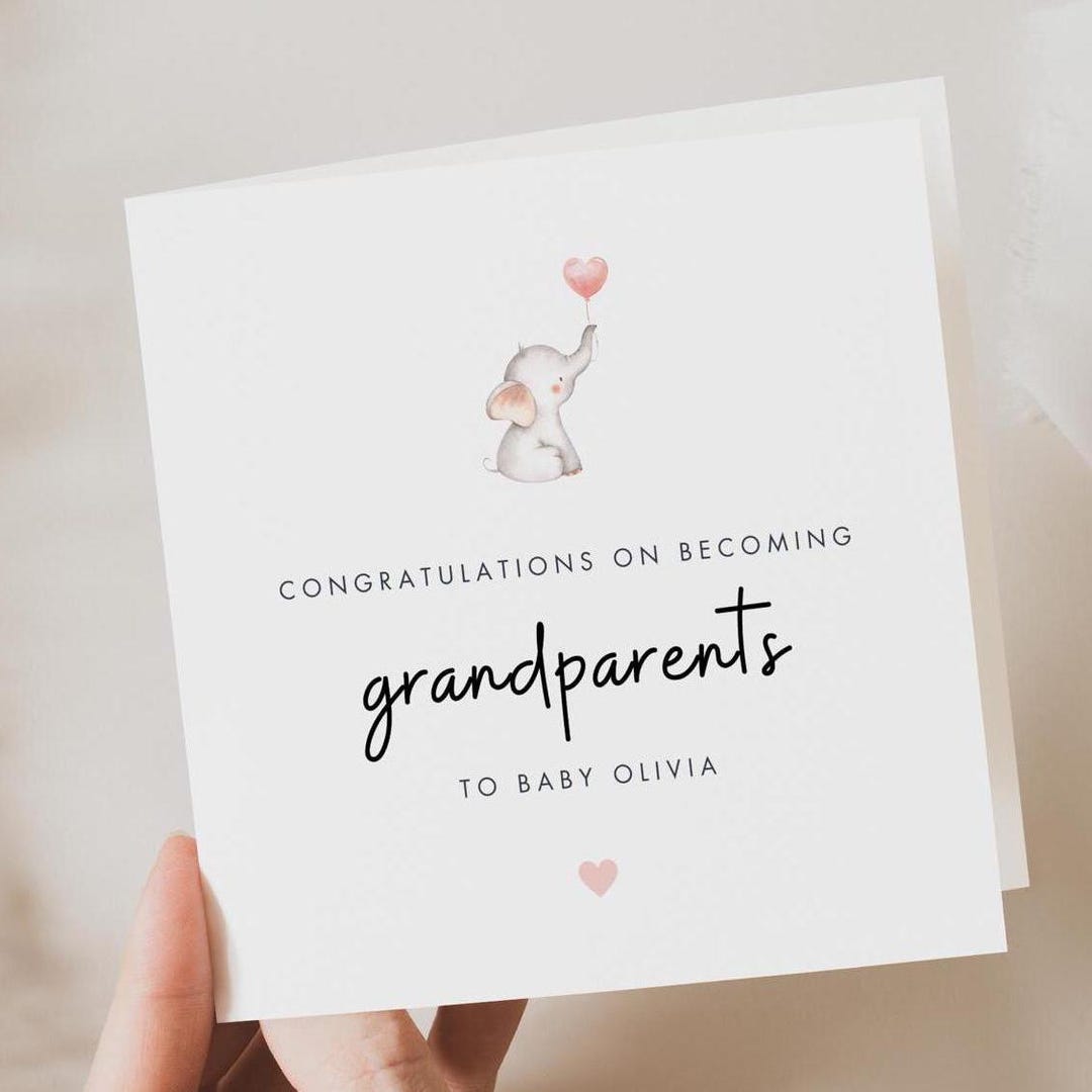 New Grandparents Card, Baby Girl, Personalised Congratulations on ...