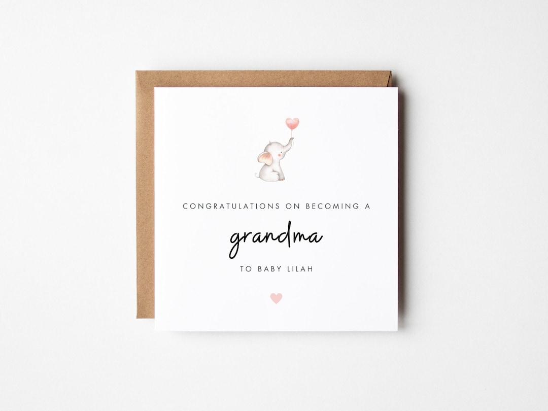 New Grandma Card, Baby Girl, Personalised Congratulations on Becoming A ...