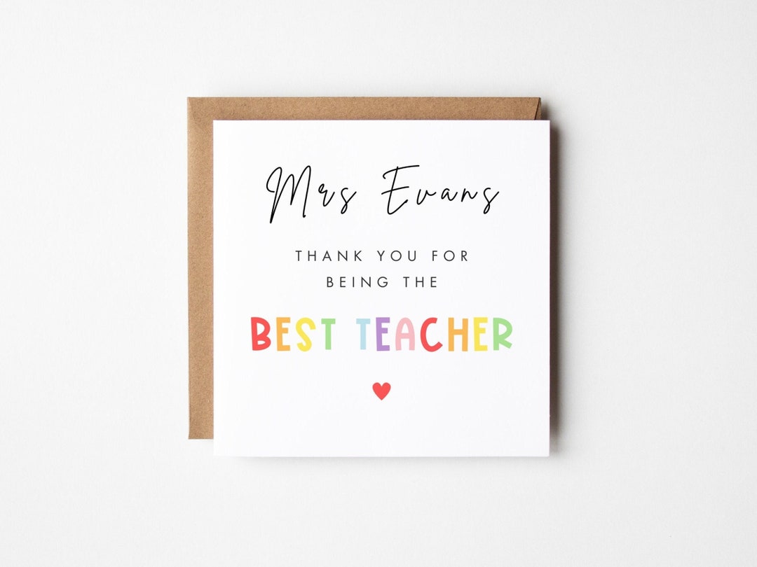 Personalised Best Teacher Card, Teacher Appreciation Card, Best ...