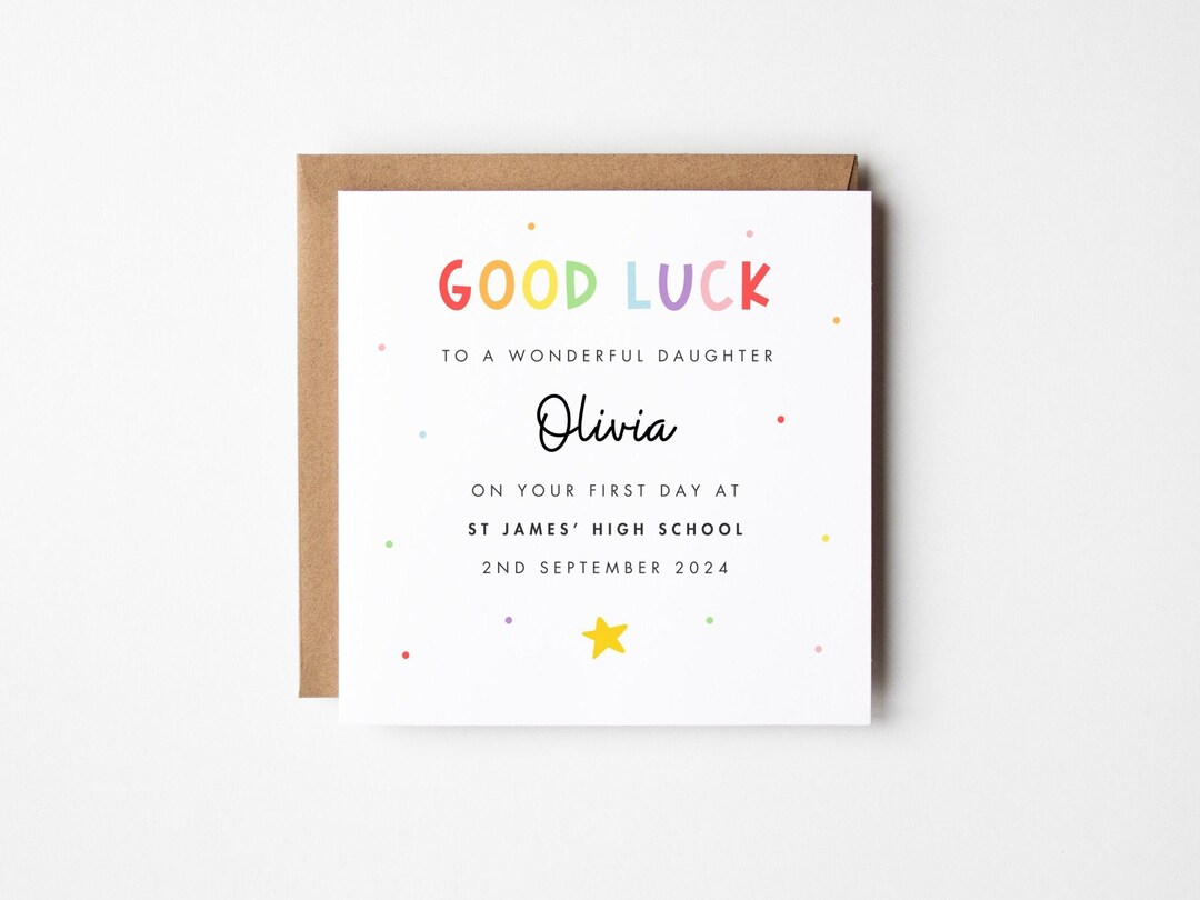 First Day of School Card, Year 7 Good Luck Card, Secondary School ...