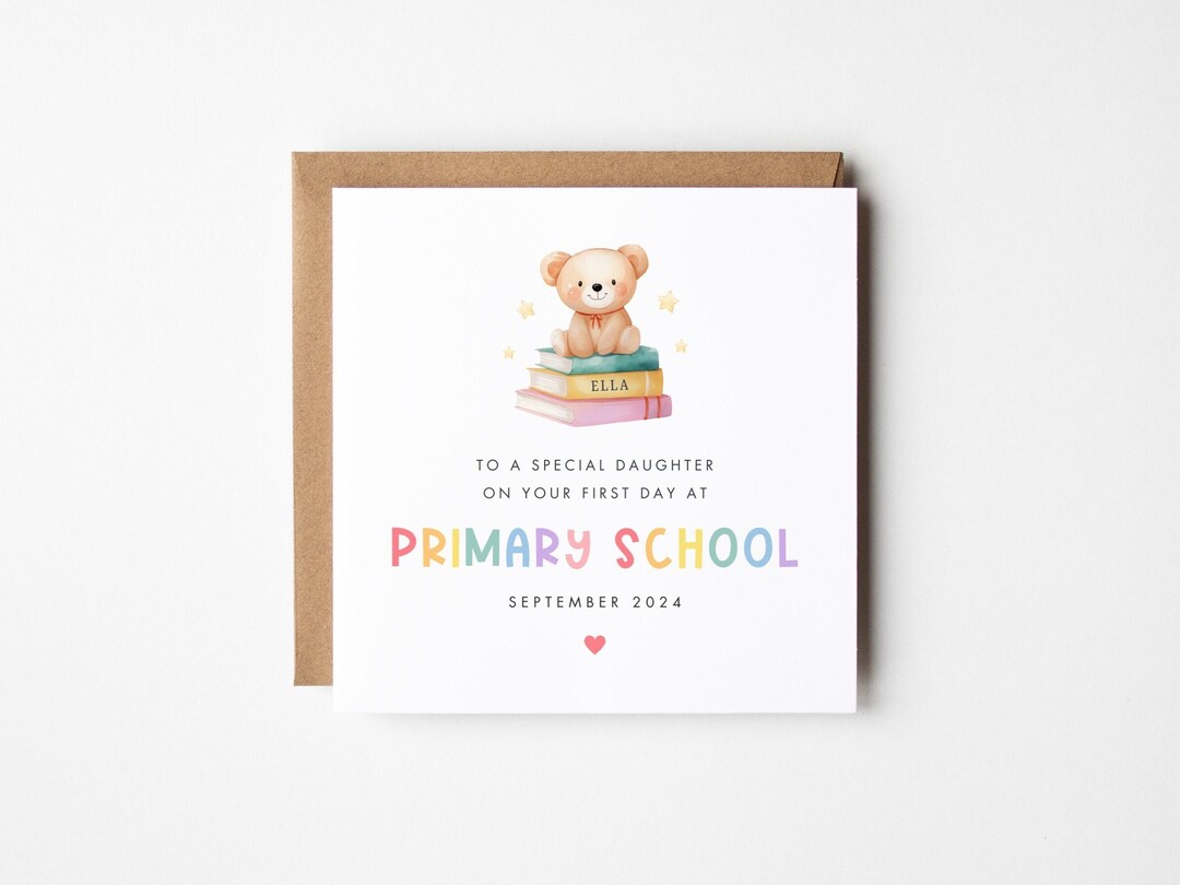 Primary School Card, First Day at School Card, Starting Preschool Card ...